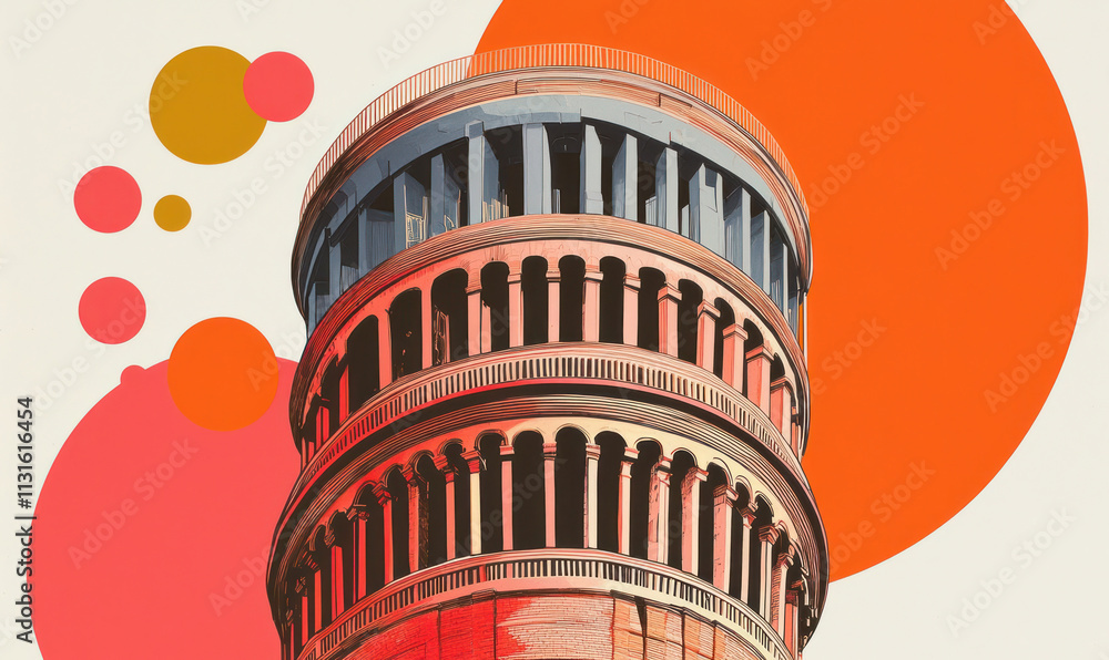 digital artwork of biza tower of rome with classical columns and ...