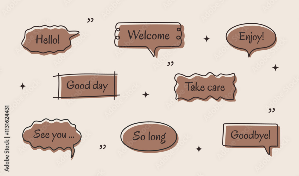 Set of vector mocha mousse color text boxes, speech bubbles, and comic ...