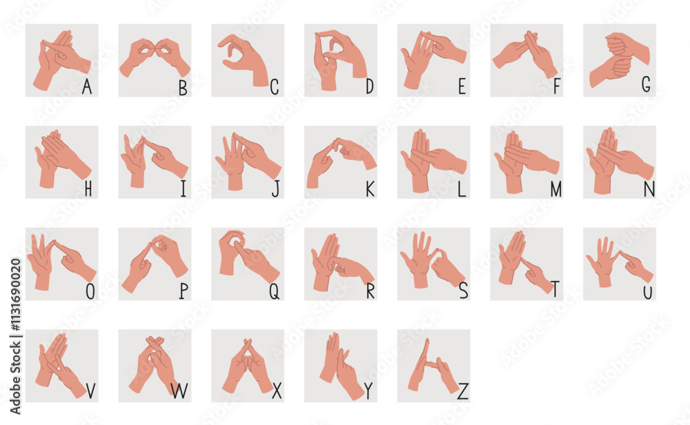 Stock-Vektorgrafik „British sign language alphabet. Educational banner ...