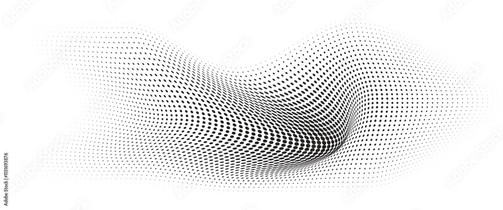 Flowing Wave Dot Halftone Pattern: Curve Gradient Shape on Transparent ...
