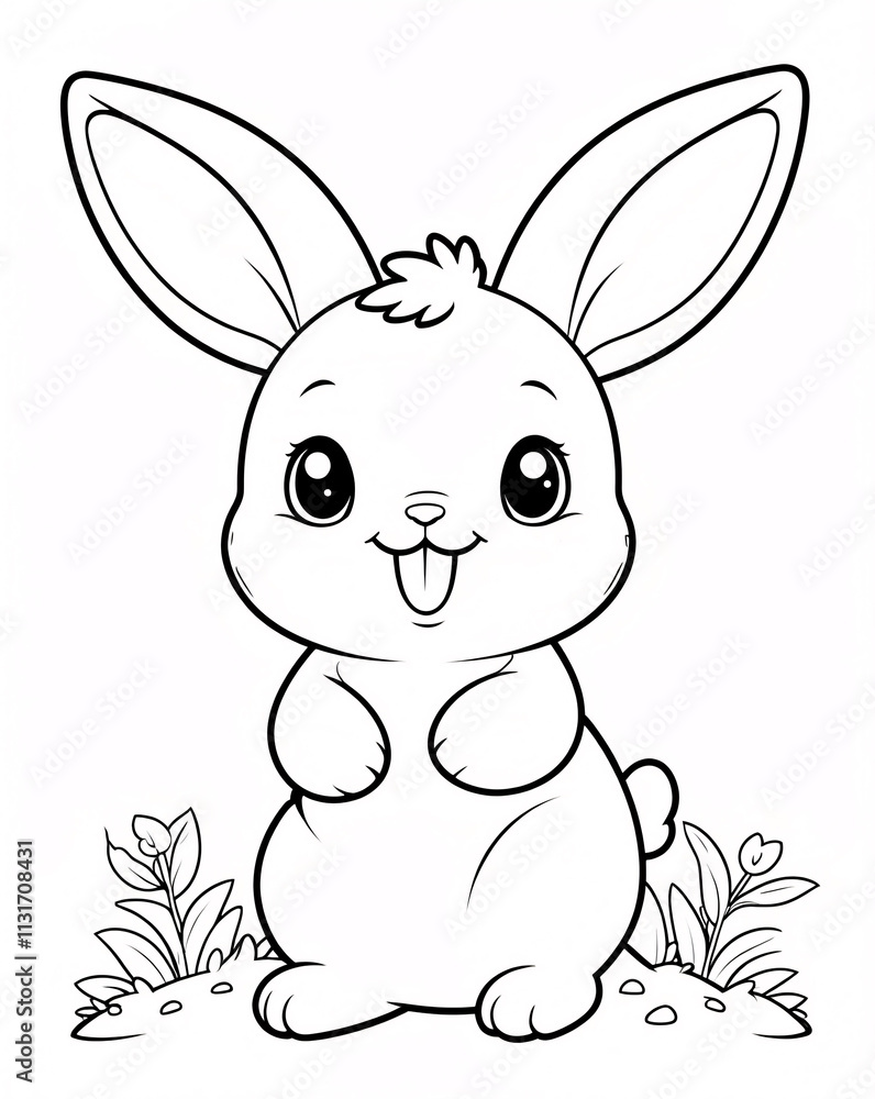 Bunny Line Drawing for Kids in a Creative Children Coloring Book to ...