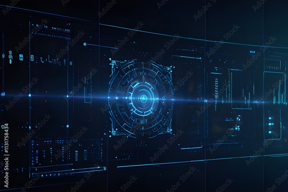 Motion graphics background with digital screen with blue holographic ...