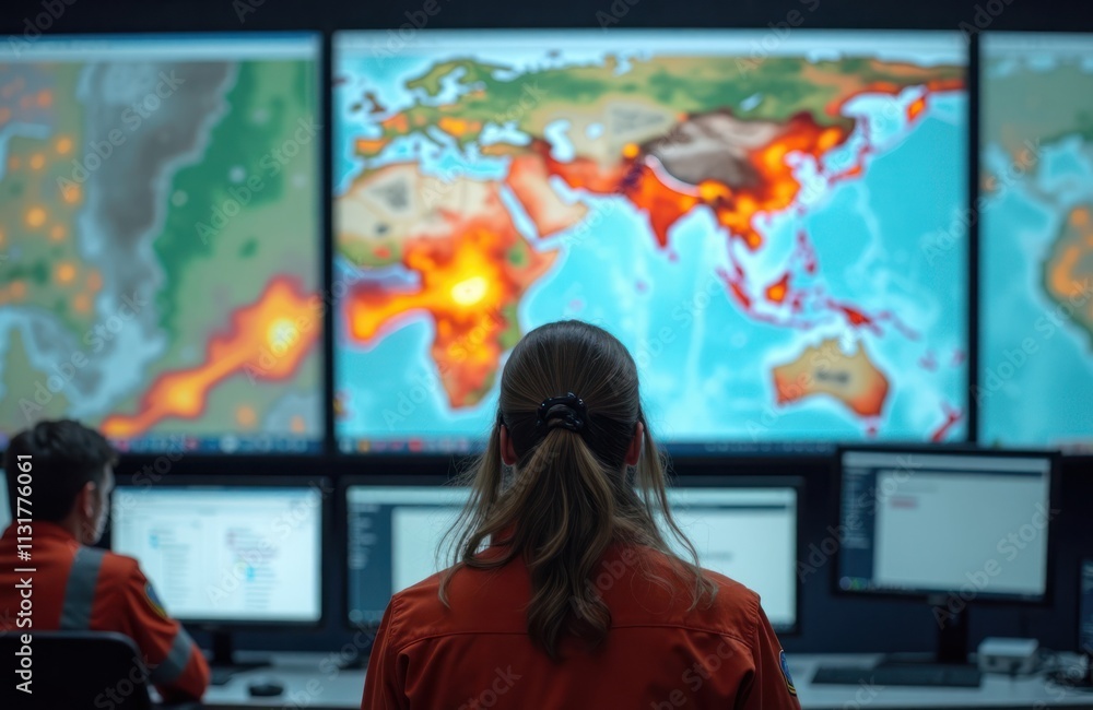 Стоковое фото «Emergency coordinators in command center monitor ...