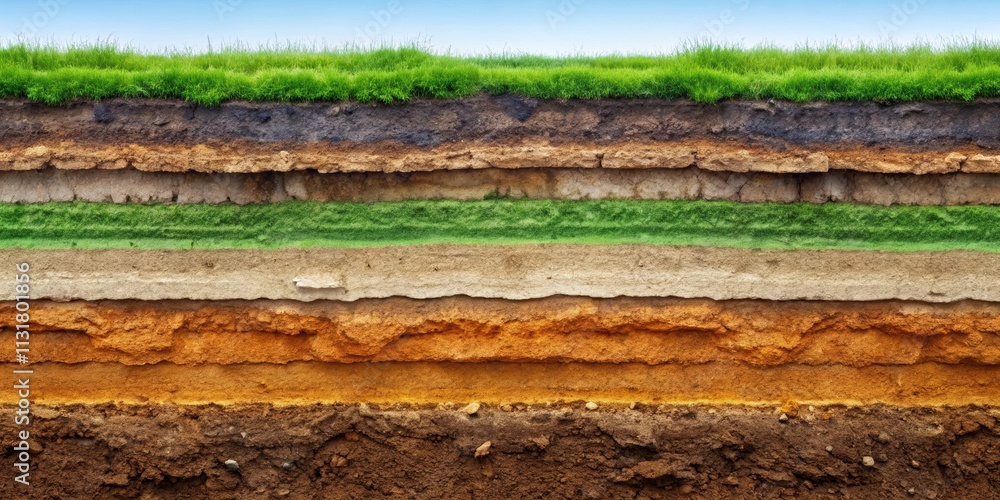 Cross section view of deep soil layers showing different colors and ...