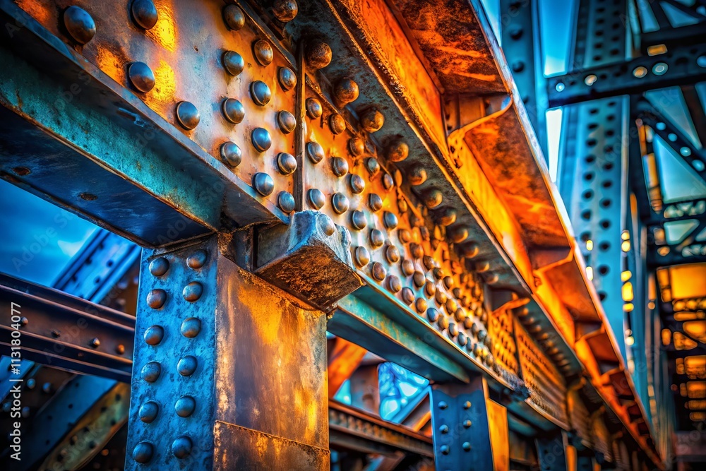 Steel Beam Bridge Support Close-Up: Industrial Strength, Architectural ...