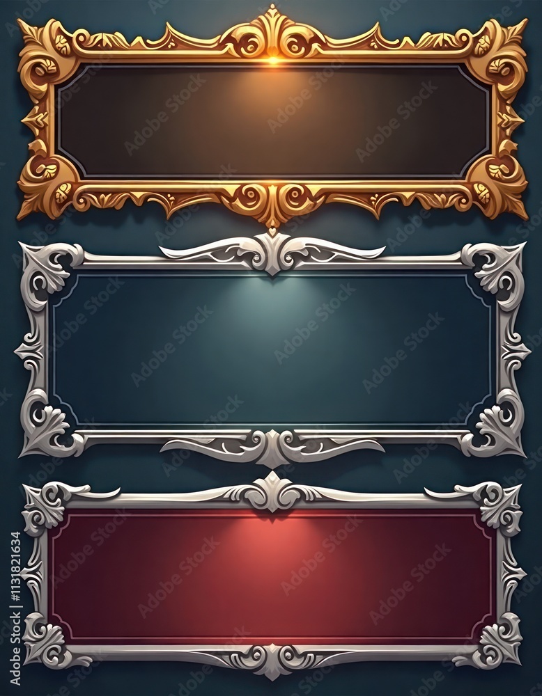 Luxury game ui elements. Decorative borders for video games. Elegant ...
