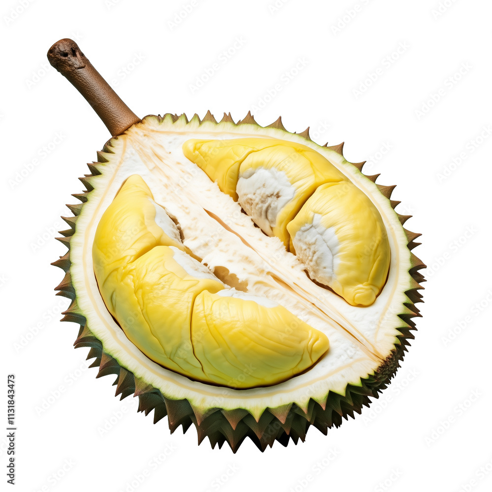 Durian fruit with cut in half (Peeled Durian) , Tropical King of Fruits ...