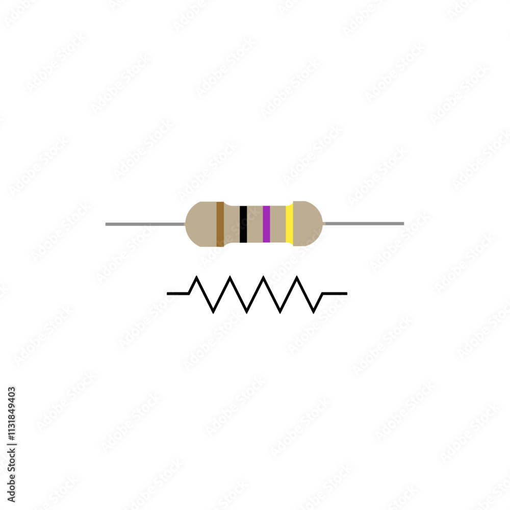 Simple illustration of a resistor showing its physical appearance with ...
