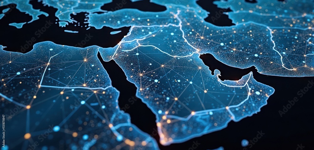Digital map shows Saudi Arabia, MENA region network connectivity ...