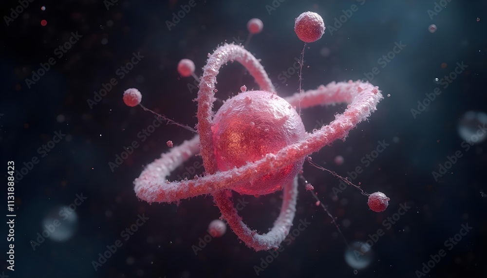 Visualize the highly magnified view of a single atom, displaying its ...