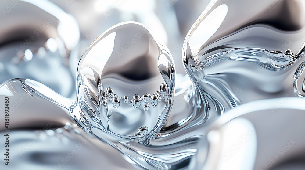 This figure shows futuristic aluminium flux droplets in melted chrome ...