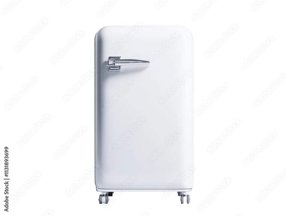 Sleek white refrigerator with streamlined handle, modern kitchen ...
