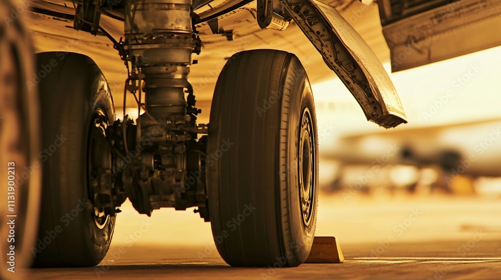 Airplane wheel compartment with mechanical components and hydraulic ...