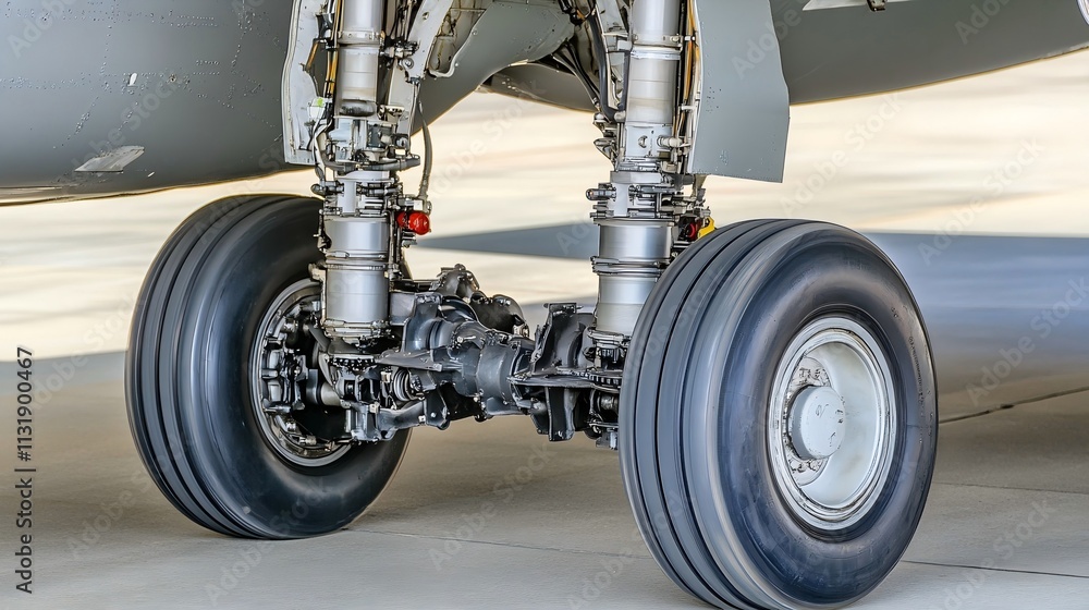 Airplane wheel compartment with mechanical components and hydraulic ...