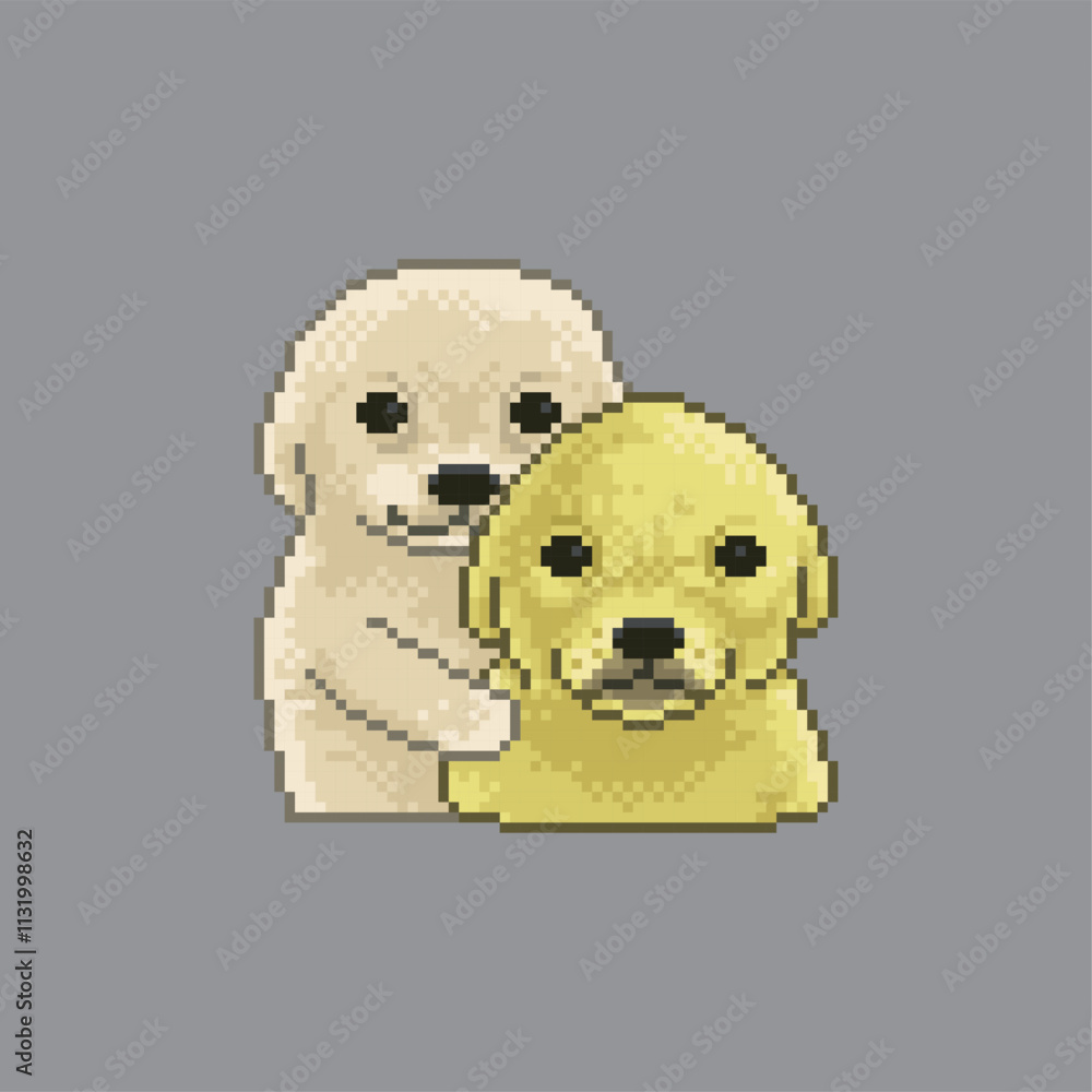 Dog friends, pixel art meme Stock Vector | Adobe Stock