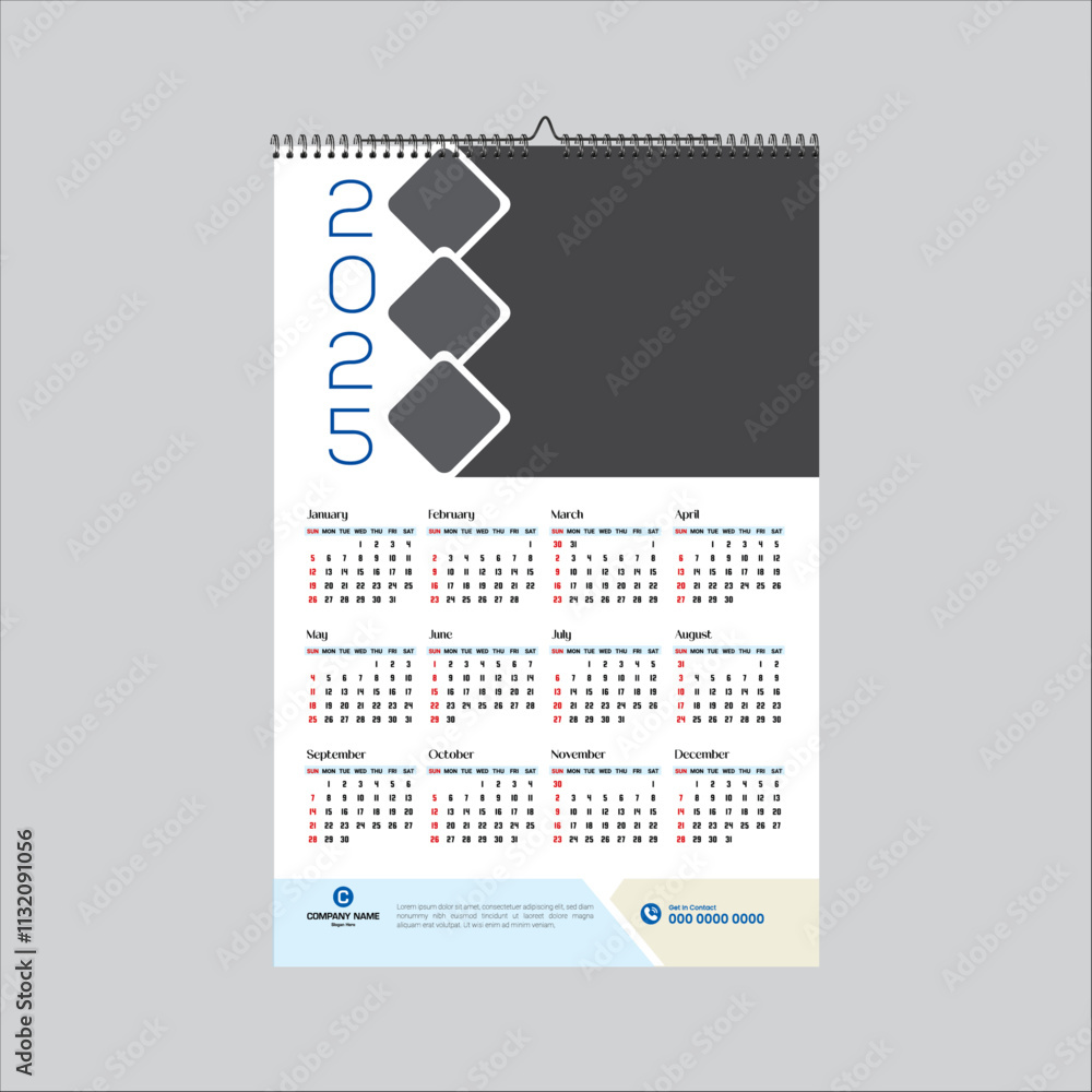 2025 Calendar Design for Vector Stock Vector | Adobe Stock