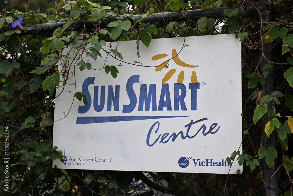 Partially obscured white Sun Smart Centre sign from the Anti-Cancer ...