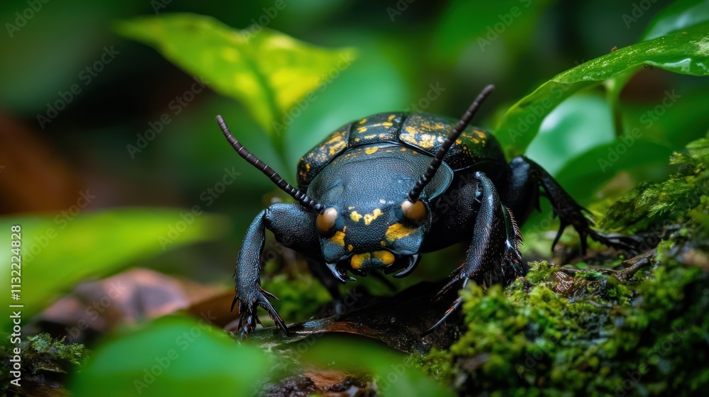 Camouflaged Rare Insect in Lush Green Environment,This image focuses on ...