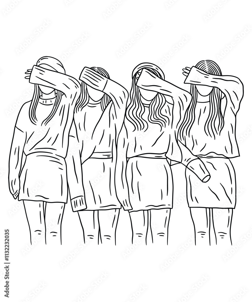 Best Friends Line Art Illustrations – Minimalist Friendship Clipart ...