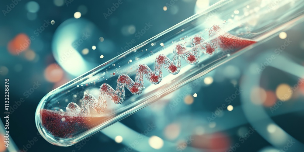 Test tube containing a DNA blood sample, essential for conducting ...