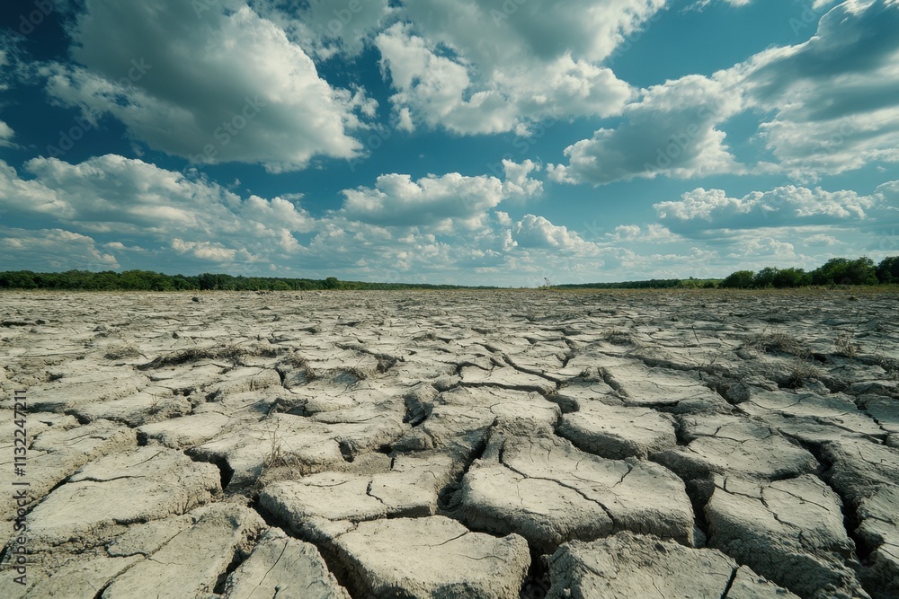 Stock-Illustration „Pollution impact on desolate landscape with dry ...