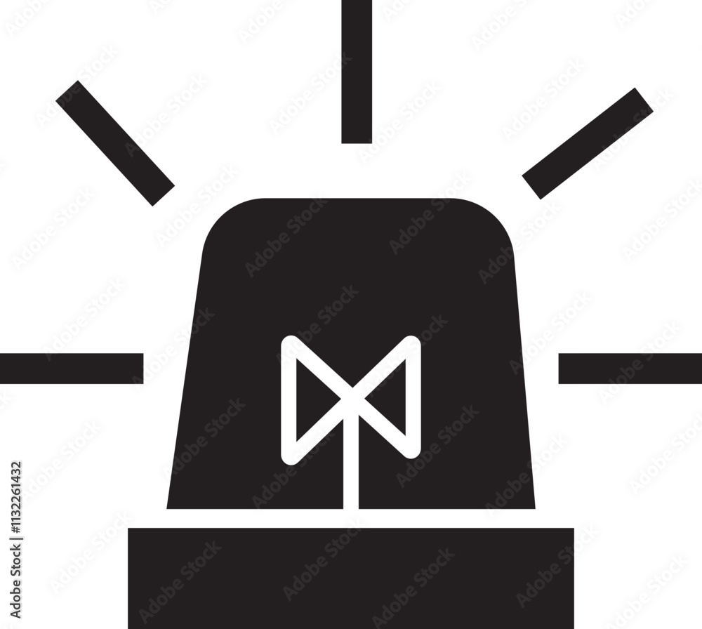 Emergency siren icon in black flat style. Alert light bulb vector ...