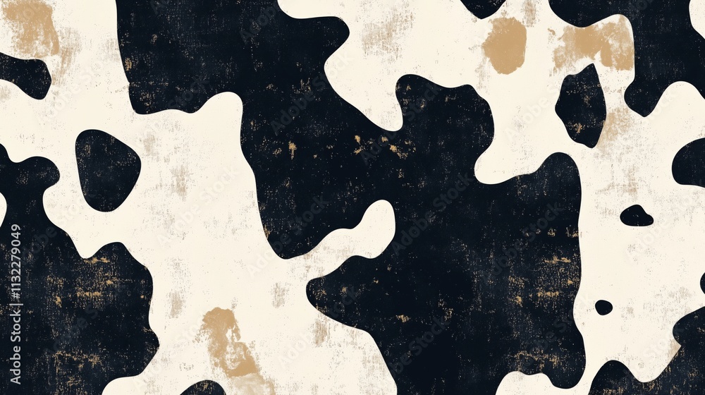 Artistic cow-print-inspired pattern with varied spot sizes and balanced ...