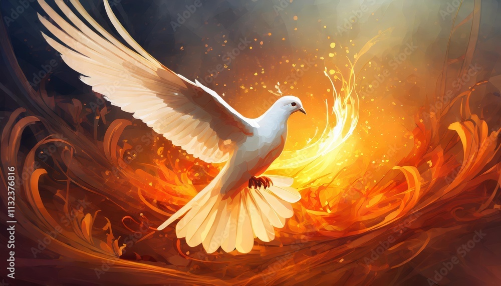 Pentecost Celebration A Vibrant Background Featuring a Flying Dove and ...