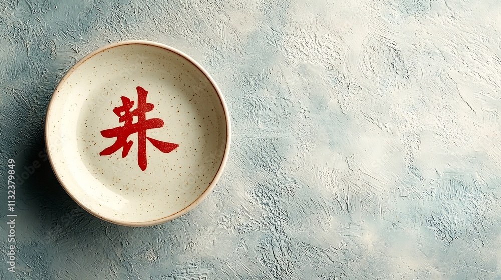 Festive ceramic dish featuring the traditional Chinese character ...