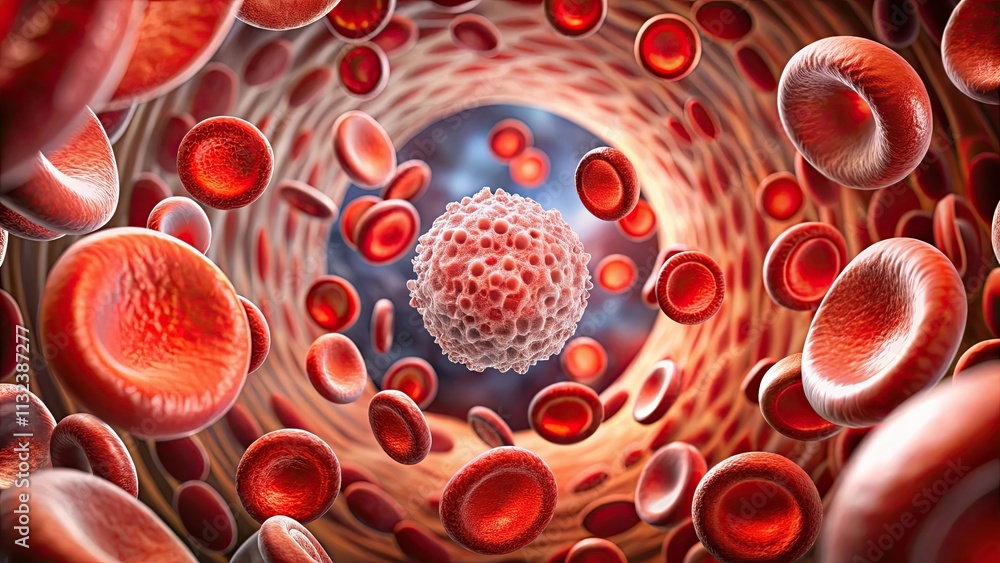 Ilustrace Blood cell formation in bone marrow, red blood cells, white ...