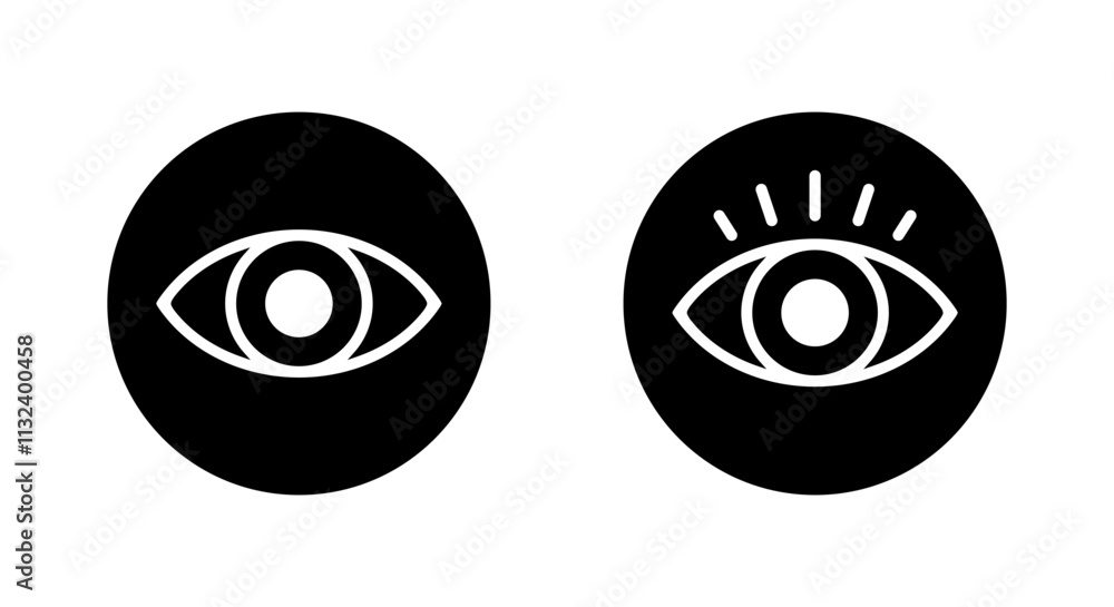 Eye, view, vision icon on black circle. Watch, visible password sign ...