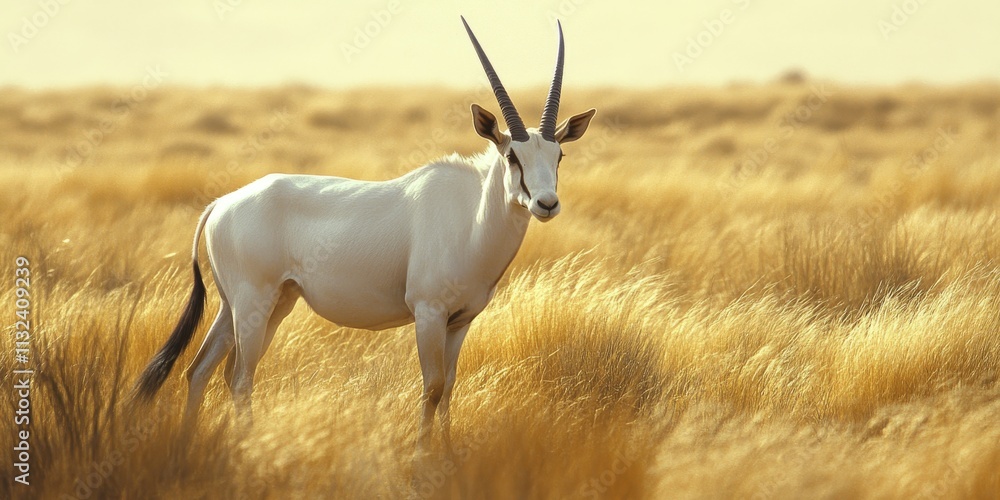 Calf Scimitar oryx, also known as the scimitar horned oryx, is a ...