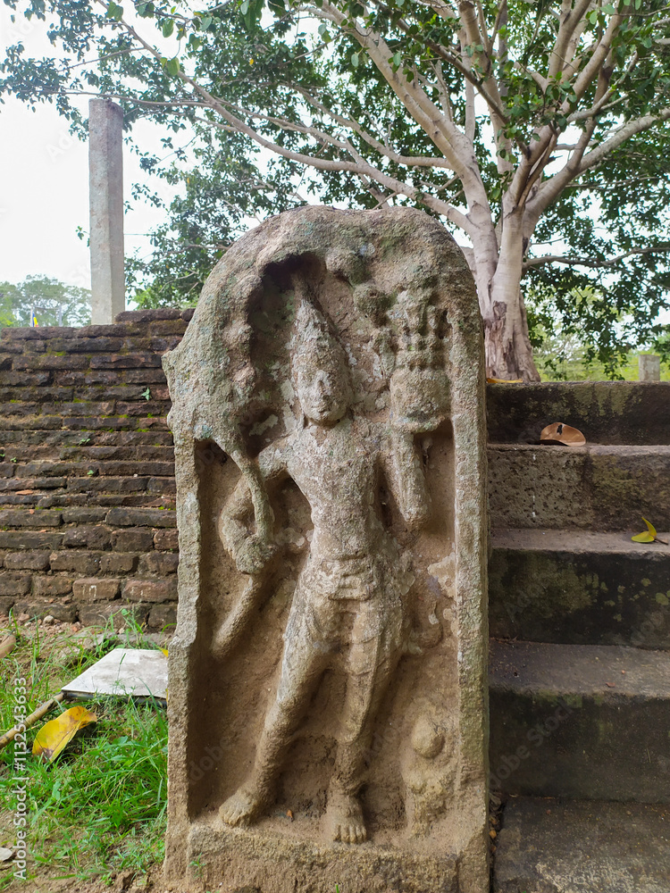 Muragala (Guardstone) Ancient Carved Stone Artifact in Sri Lanka Stock ...