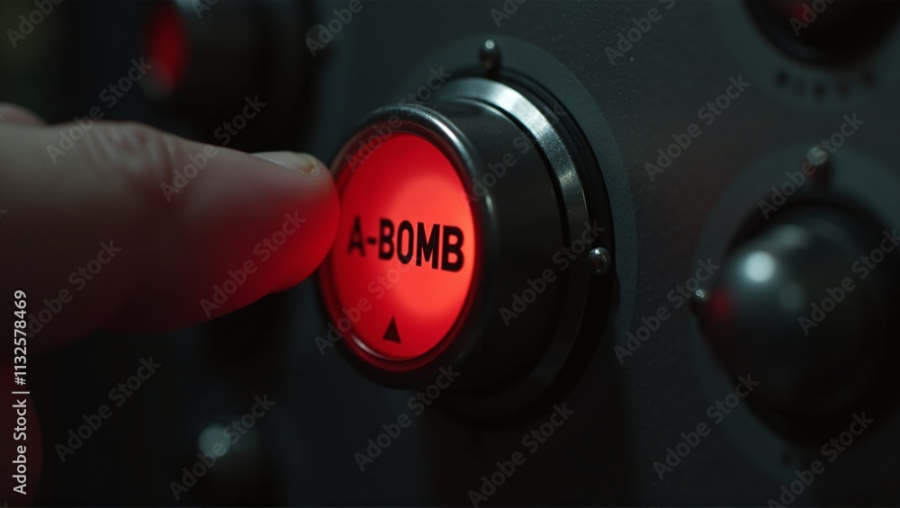 A tense finger hovers over a glowing red button. One press could launch ...