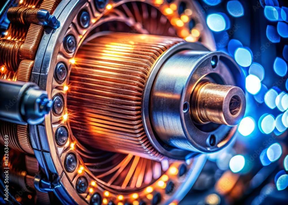 EV DC Electric Motor Closeup: Powerful, Efficient, Sustainable Energy ...