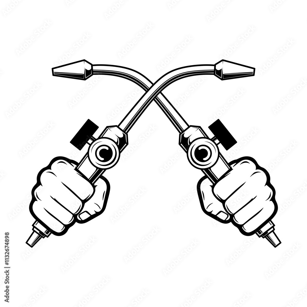 Crossed mig welding guns svg cut file. Isolated vector illustration ...