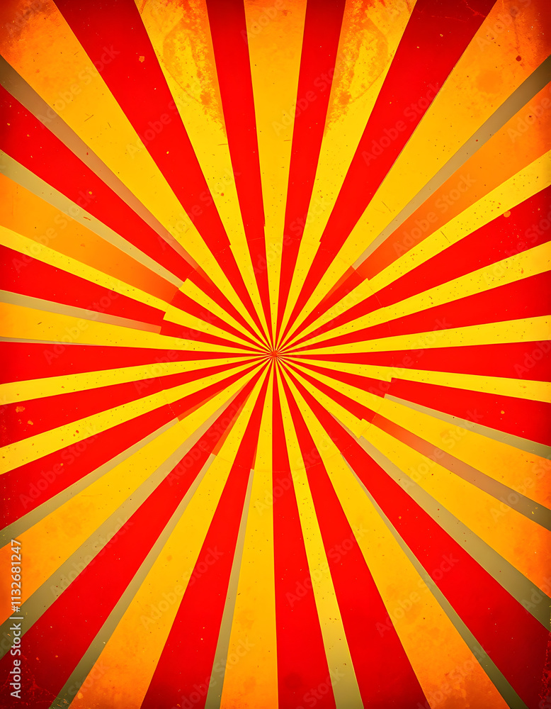Circus sunburst in vintage vibes background and spiral retro rays, vintage poster sun burst ...