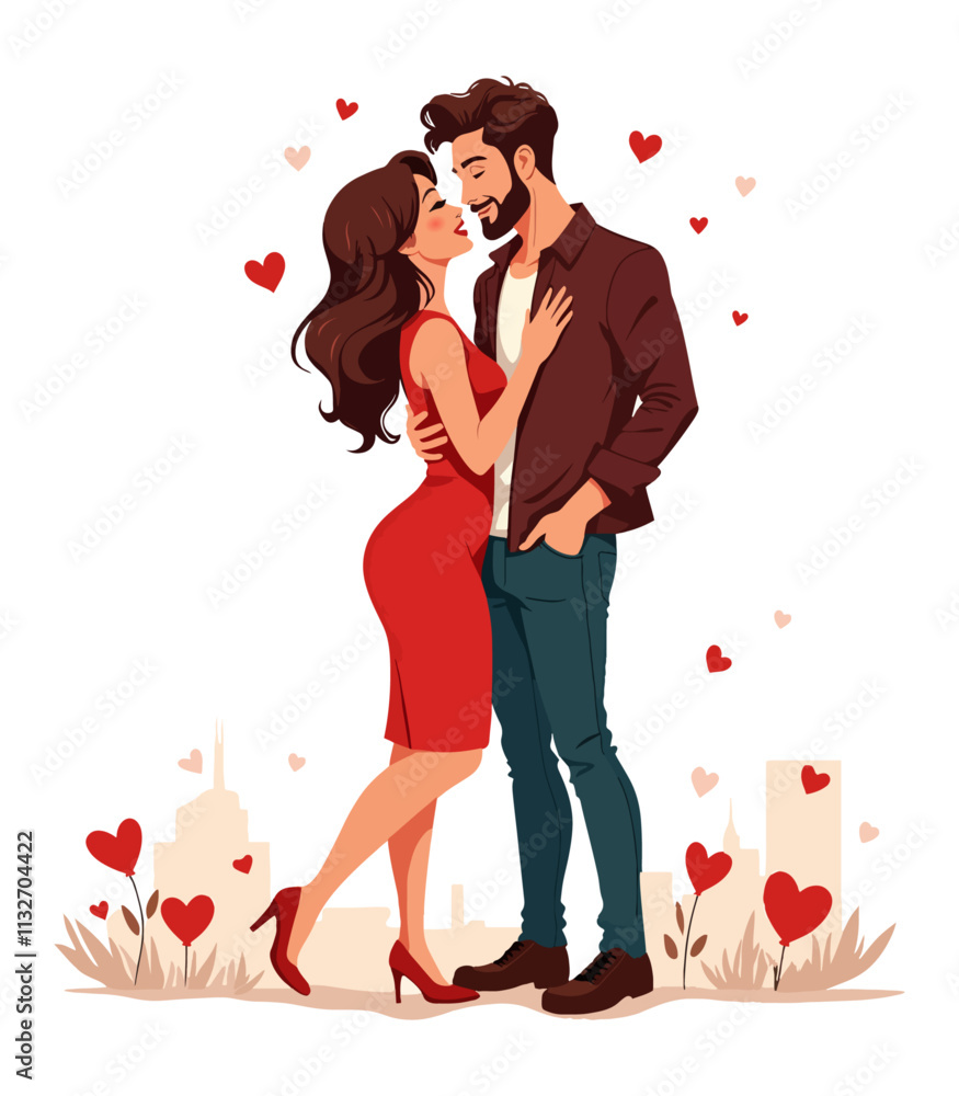 Romantic couple vector art, isolated on a white background. Stock ...