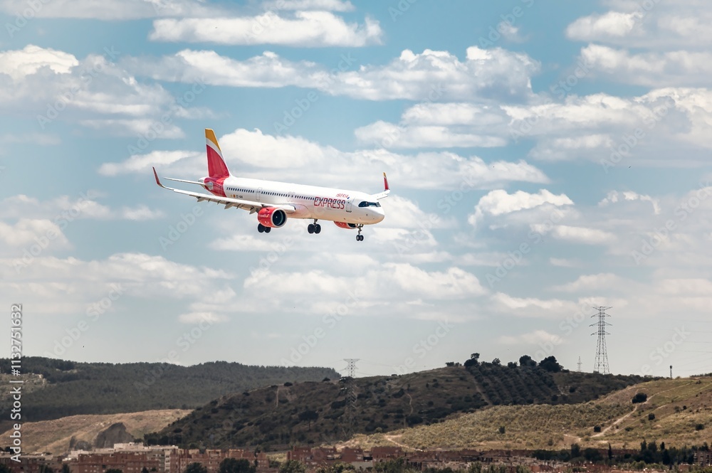 Madrid, Spain; 05-18-2024: Commercial airplane of the Airbus A321 model ...