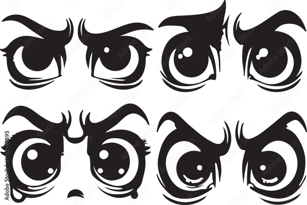 Cartoon emoji vector. Cartoon eyes. Comic eye staring gaze watch, funny ...
