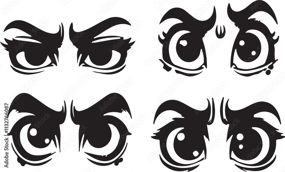 Cartoon emoji vector. Cartoon eyes. Comic eye staring gaze watch, funny ...