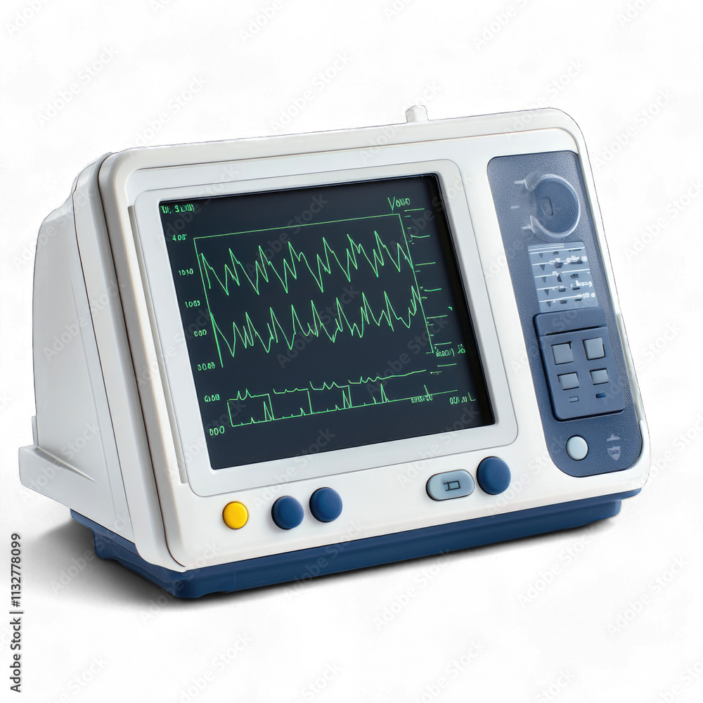 Medical ECG monitor display showing heart activity with clear graphics ...