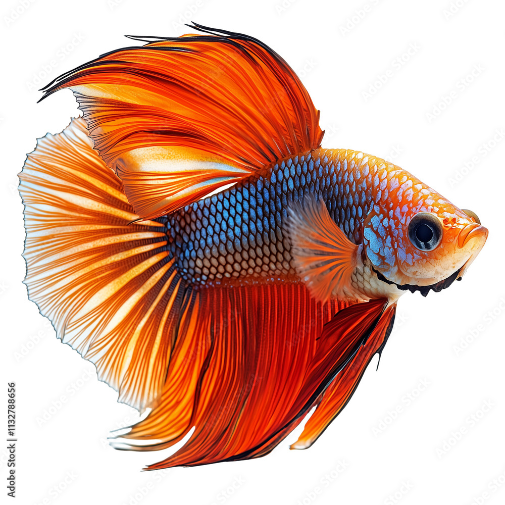 Fiery Betta Splendor: A vibrant half-moon betta fish, showcasing its ...