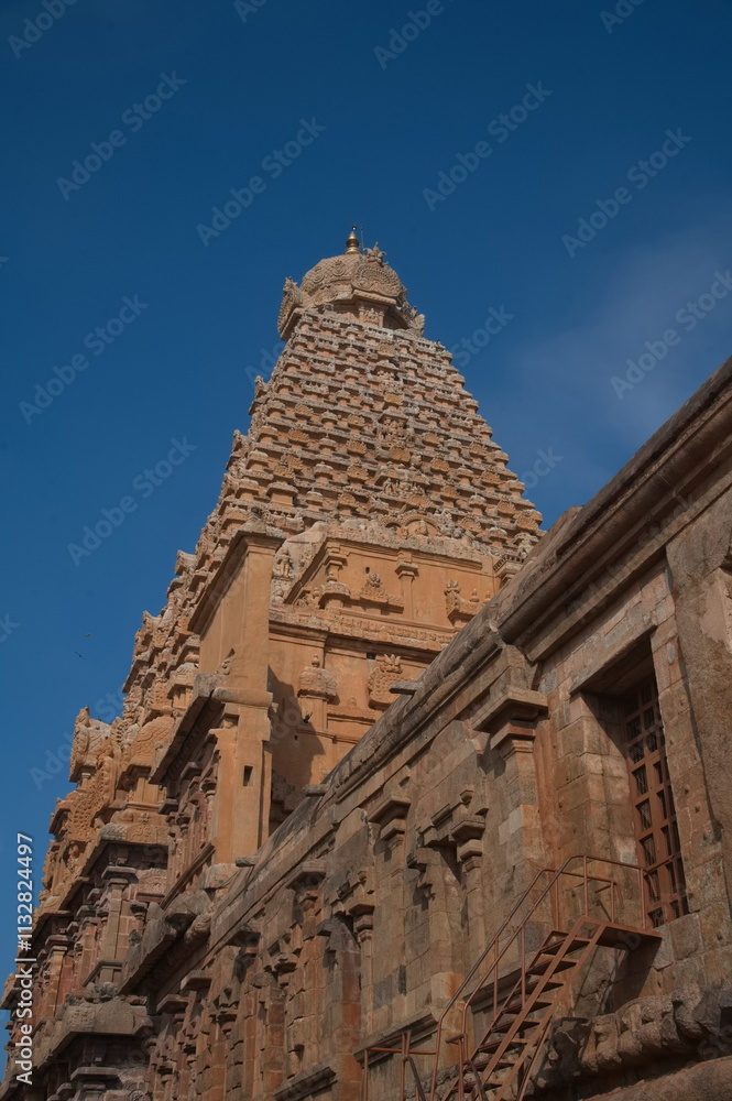 Marvelous architecture of heritage tanjore brihadeeswarar Brihadisvara temple during the golden ...