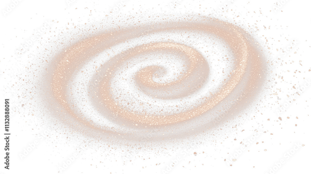 Rose gold glitter trails in swirling spiral isolated on transparent ...