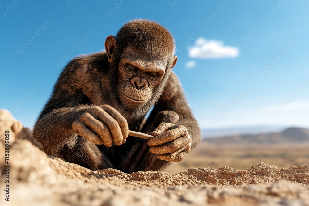 Ilustración de Stock A scientific reconstruction of Homo habilis, shown ...