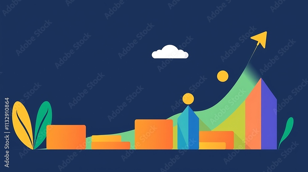 Progressive Growth Chart: Illustrative upward trend graph showcasing ...