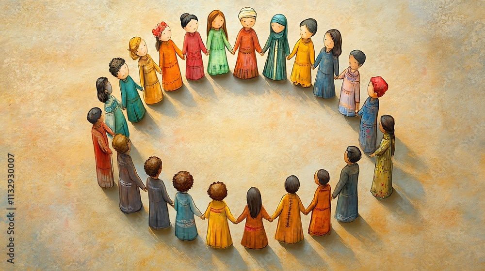 A diverse group of people from different religious backgrounds gathered ...