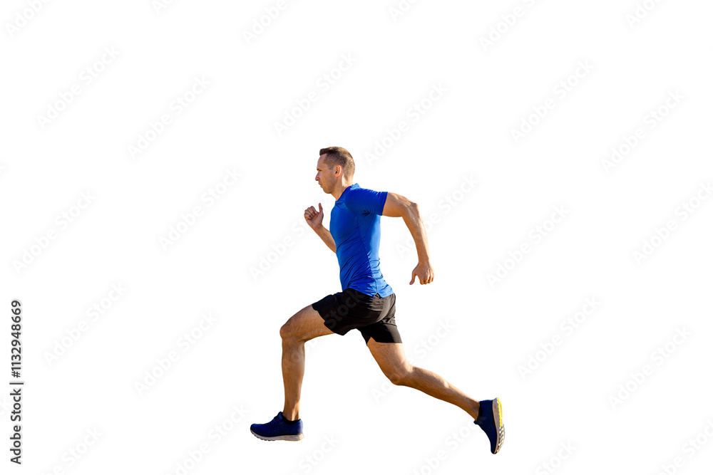 side view athletic man running isolated on transparent background Stock ...