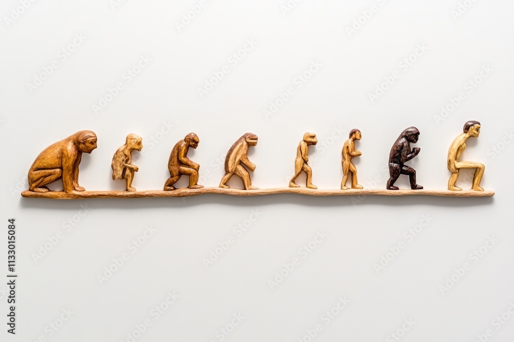A clean and simple timeline of evolution, using small icons to ...